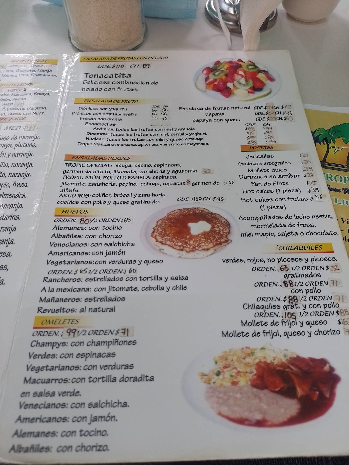 Carta del restaurante EL TROPICO, Zapopan, Av. Hidalgo 468