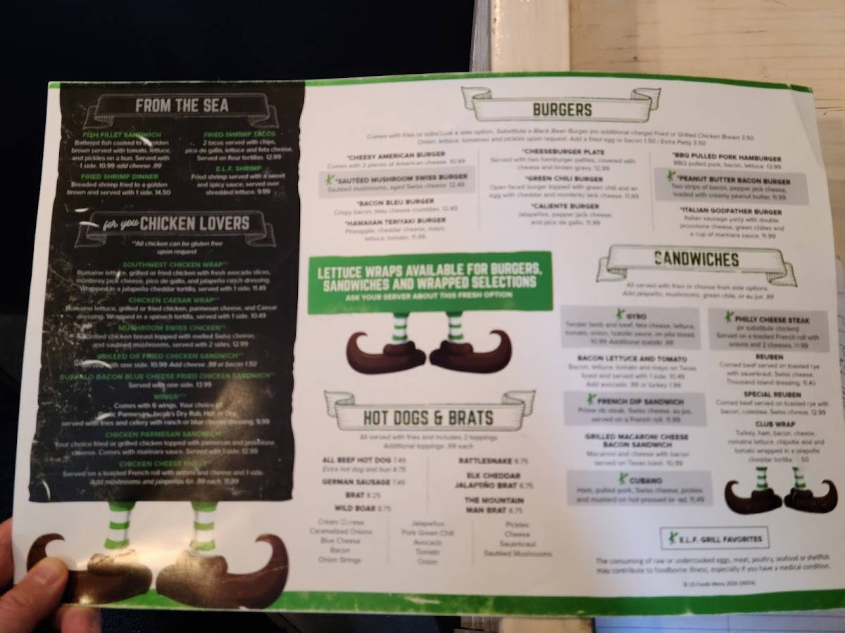 Menu at ELF Grill restaurant, Dacono