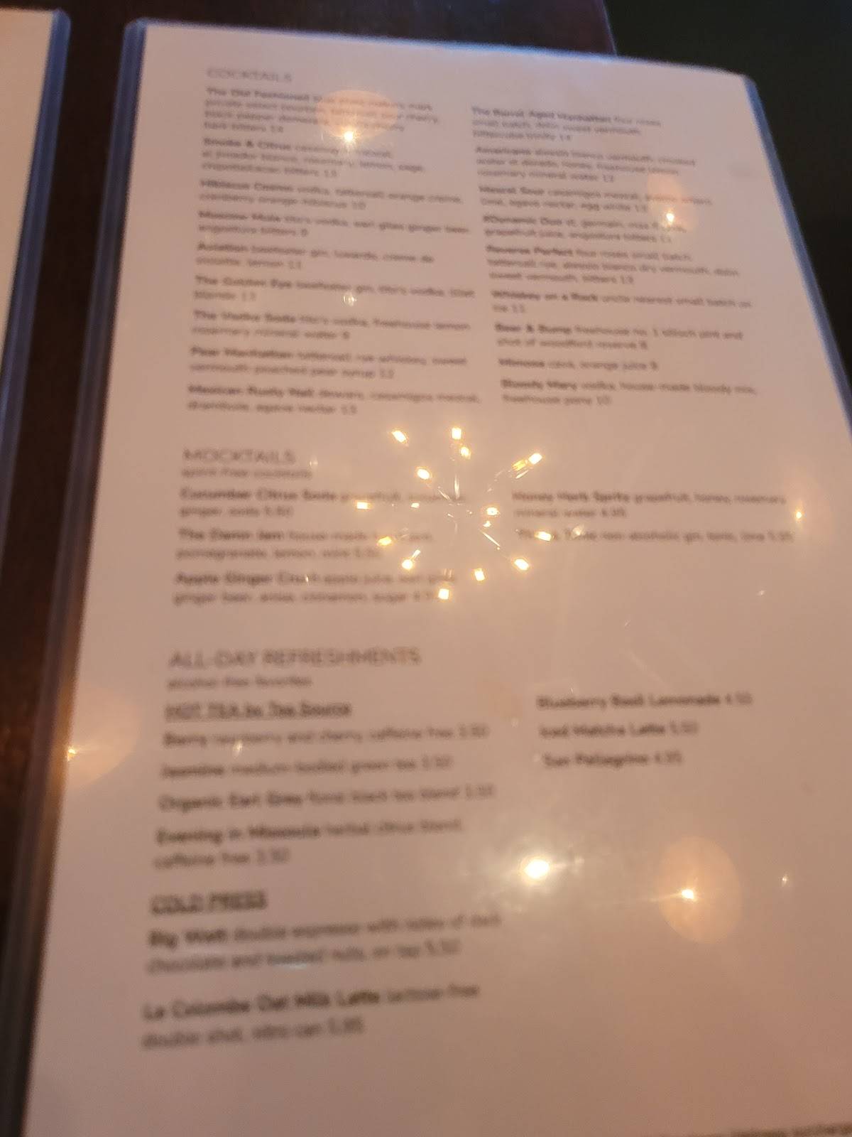 Menu at Edina Grill pub & bar, Edina
