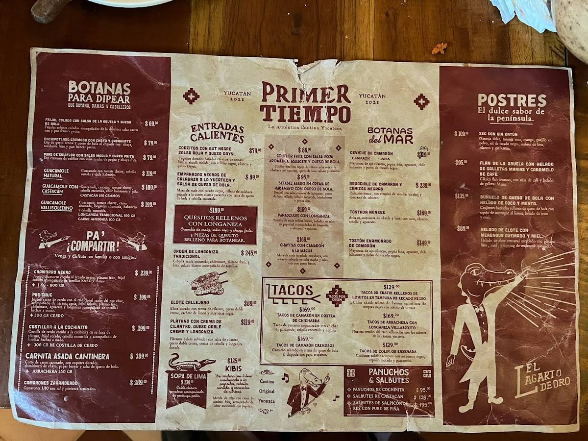 Carta del pub y bar El Lagarto del Oro, Merida