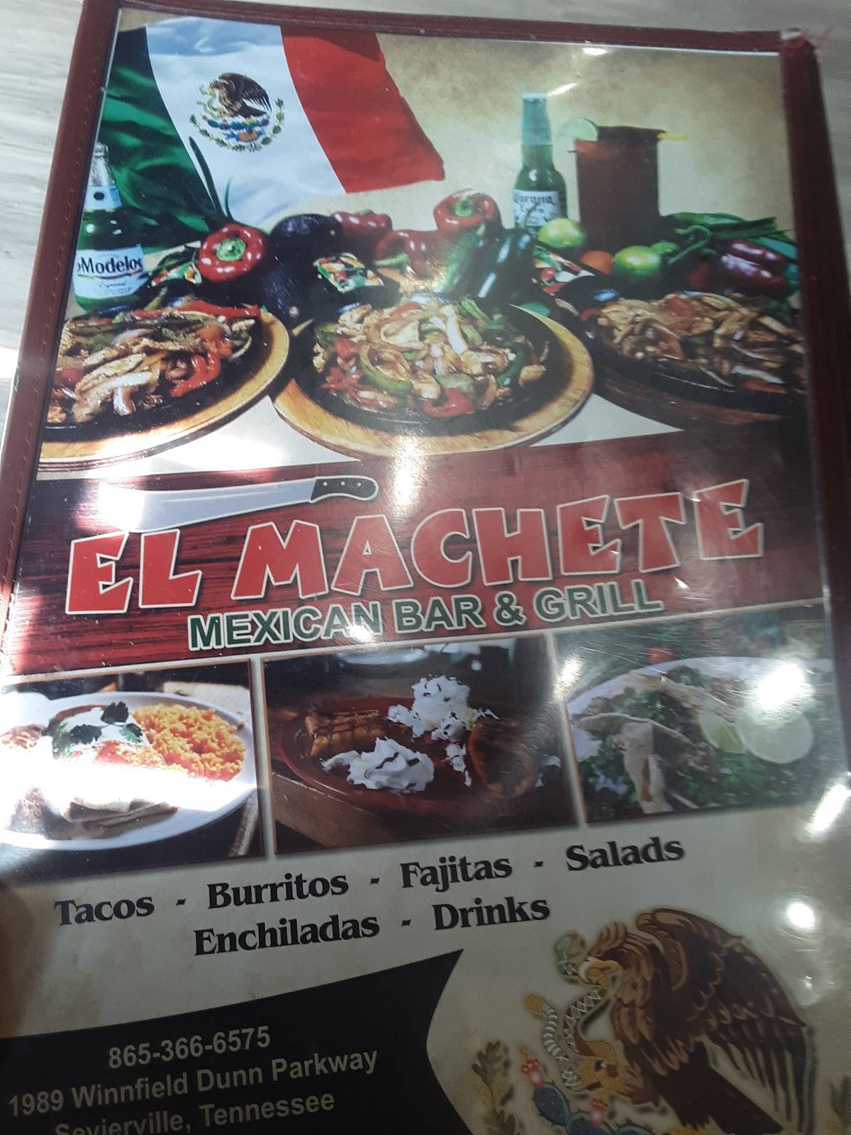 Menu at El Machete Mexican Bar and Grill, Sevierville