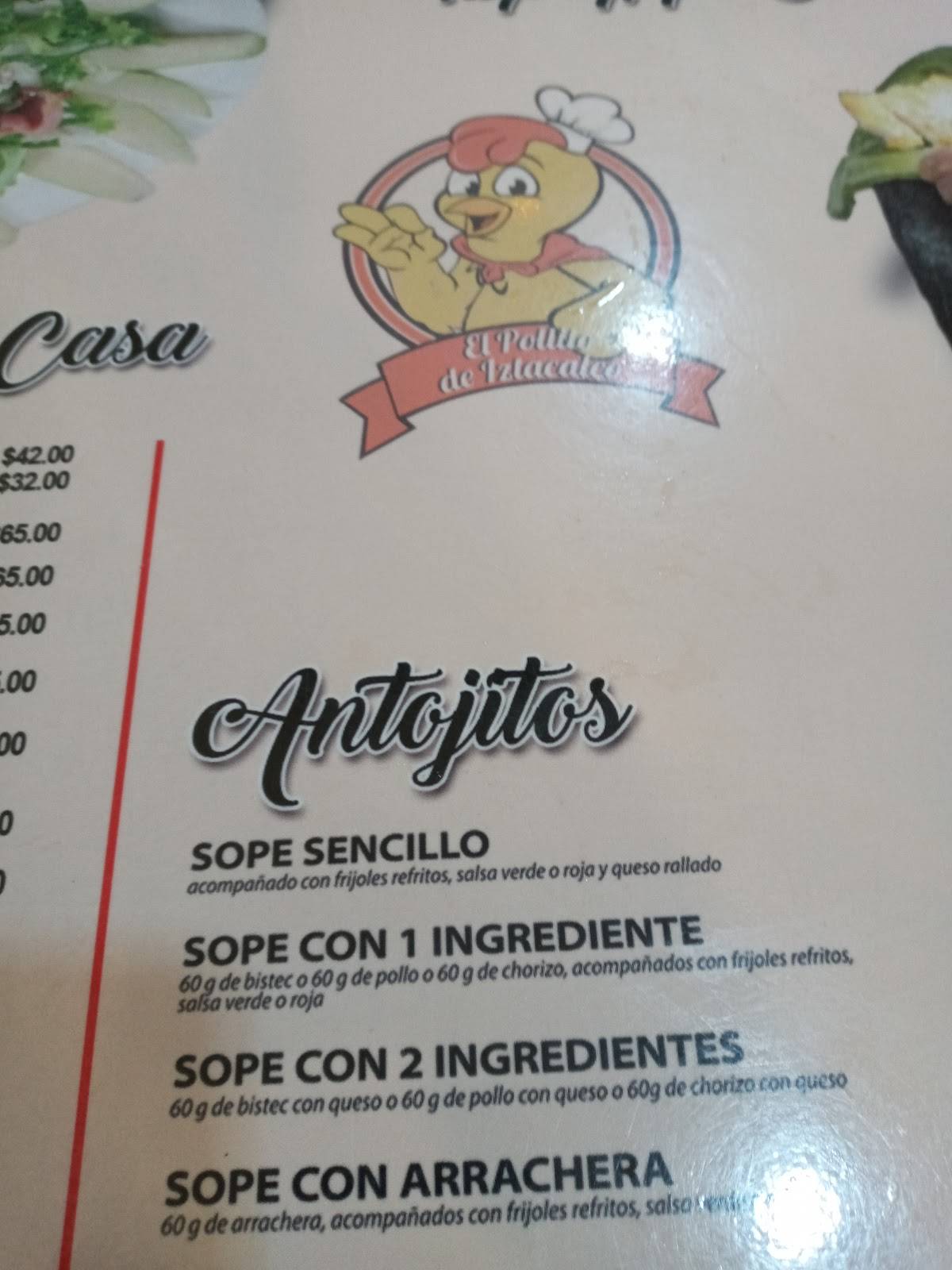 Carta del restaurante El Pollito del Iztacalco, Ciudad del México ...