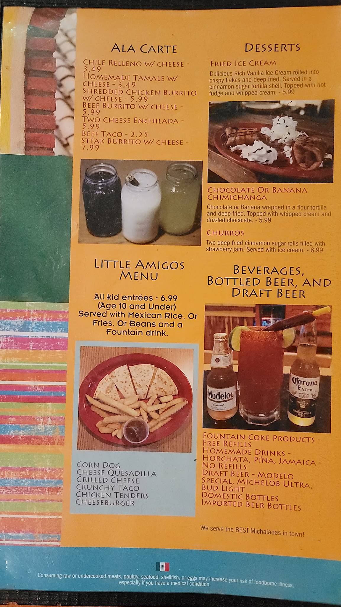 Menu at El Ranchero Loco restaurant, Pigeon Forge