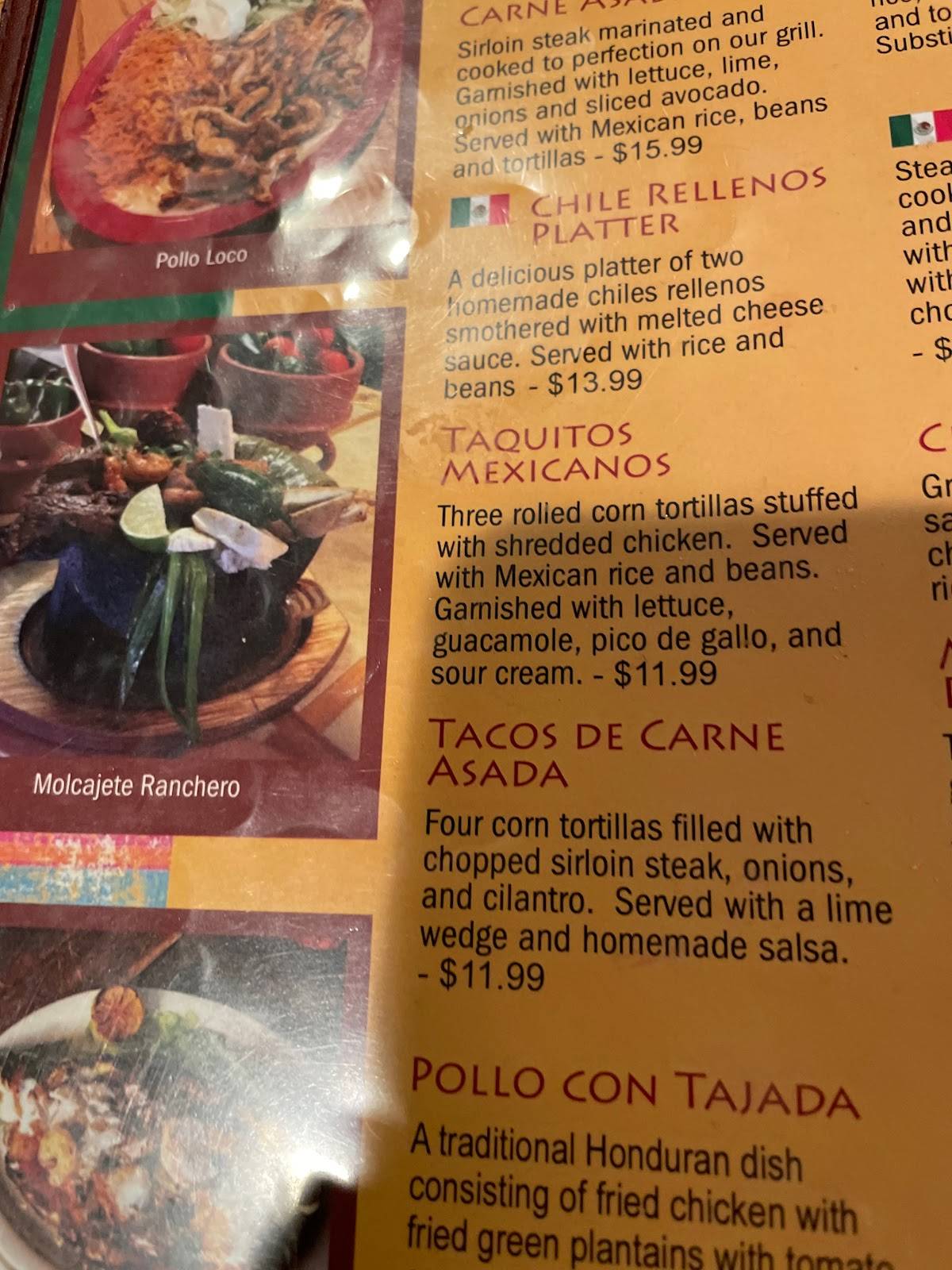 Menu at El Ranchero Loco restaurant, Pigeon Forge
