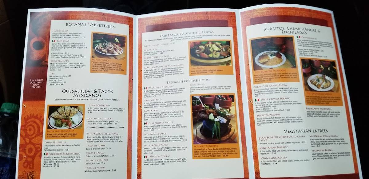 Menu at El Ranchero Loco restaurant, Pigeon Forge