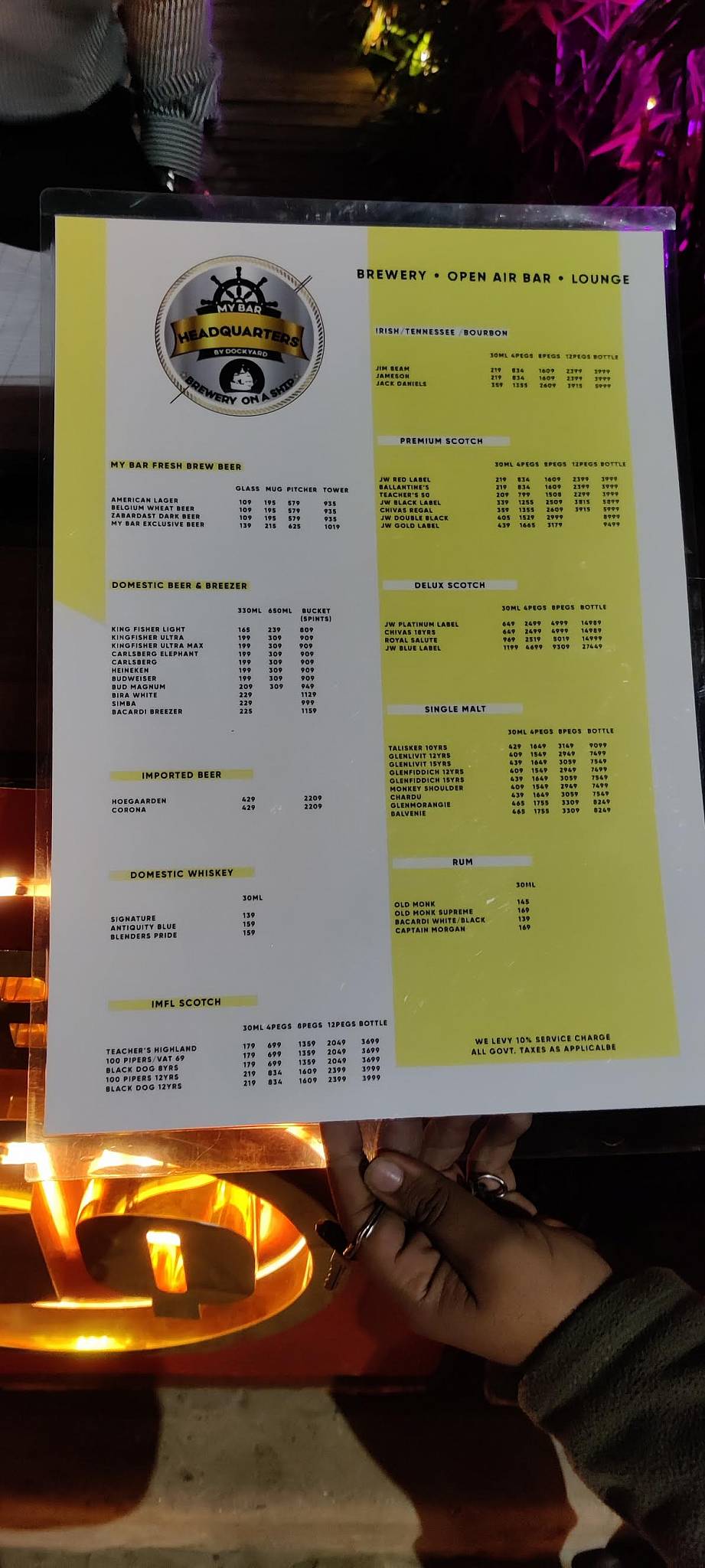 Menu at El Vino, Gurugram
