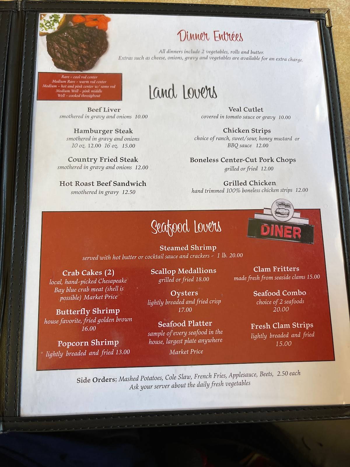 Menu at Exmore Diner restaurant, Exmore, Main St