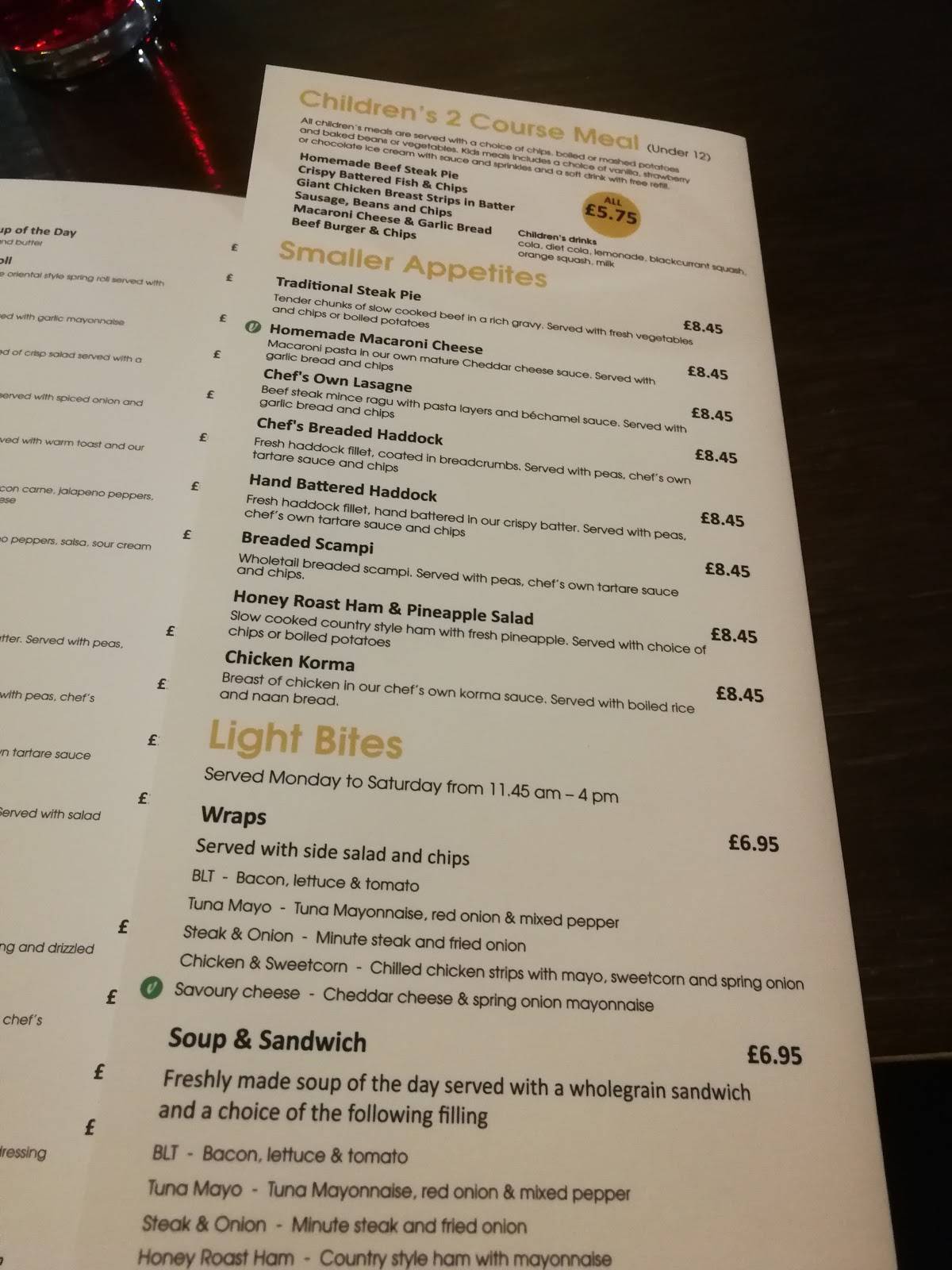 Menu at The Copper Top pub & bar, Falkirk
