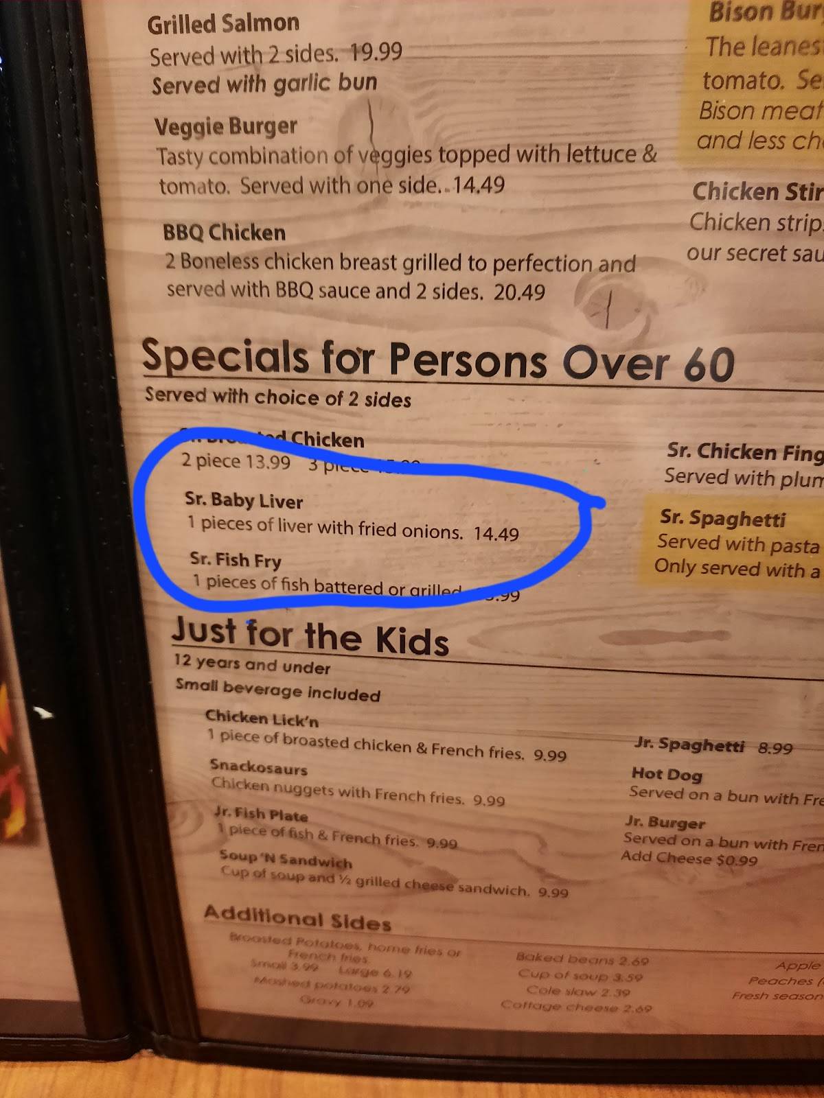 Menu at Falls Manor Restaurant, Niagara Falls