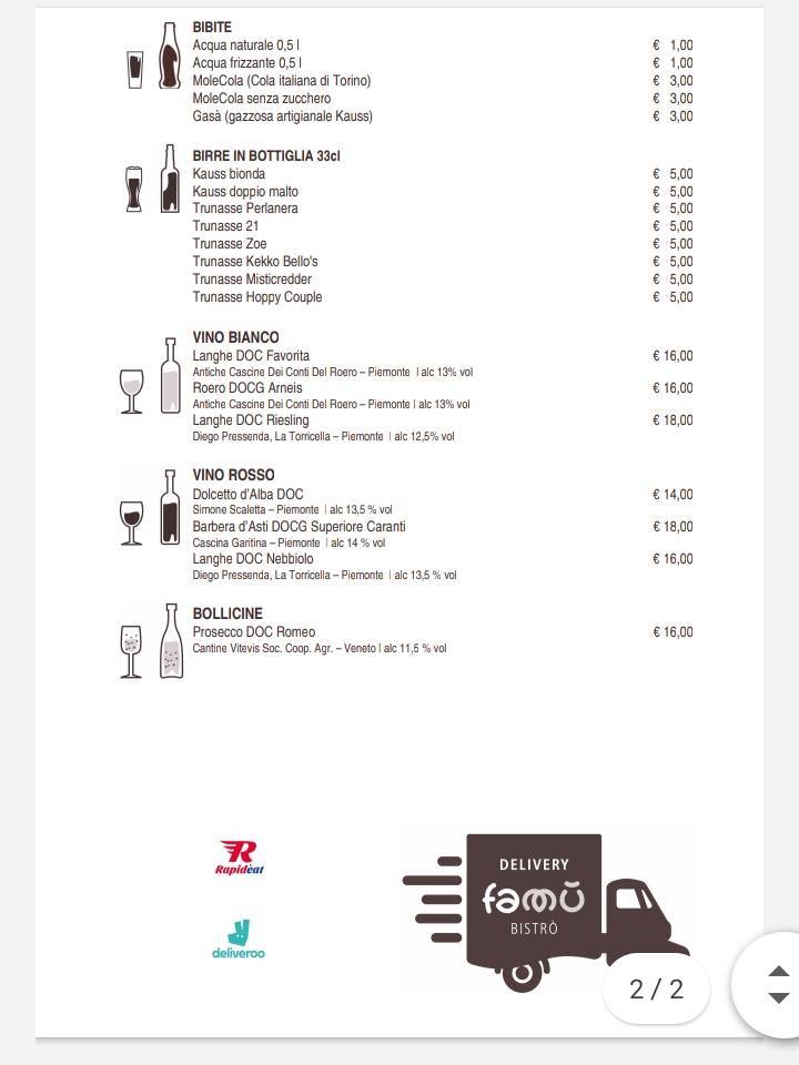 Menu at Lo Yogurt Famù restaurant, Cuneo