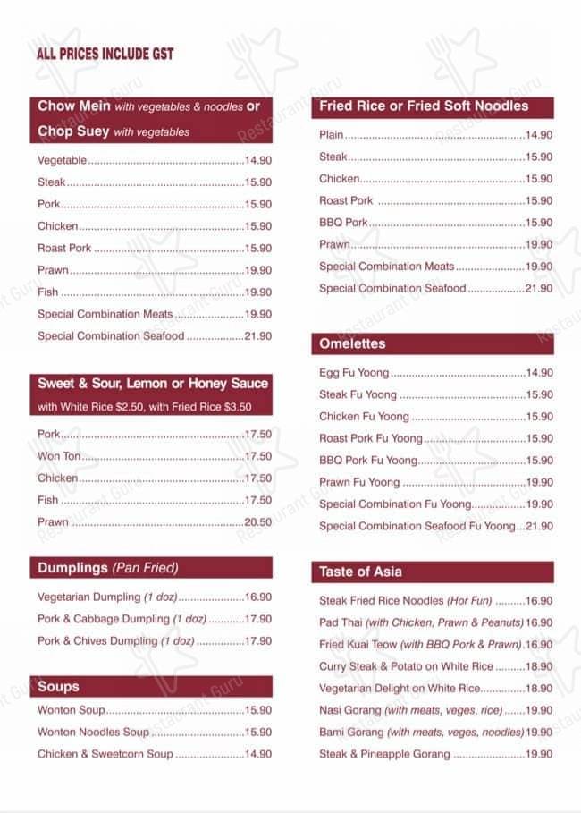 Menu at Double Happy Chinese Takeaways fast food, Auckland