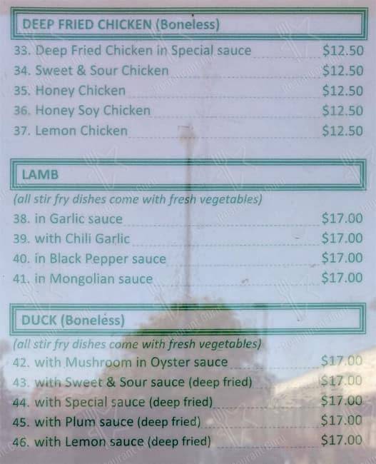 Menu at Golden Field Chinese Takeaway fast food, Beenleigh