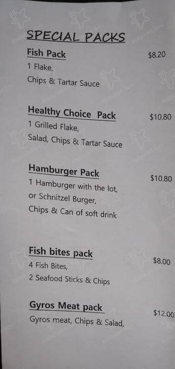 Menu at Jaws Fish & Chips fast food, Ferntree Gully, 2/79 Glenfern Rd