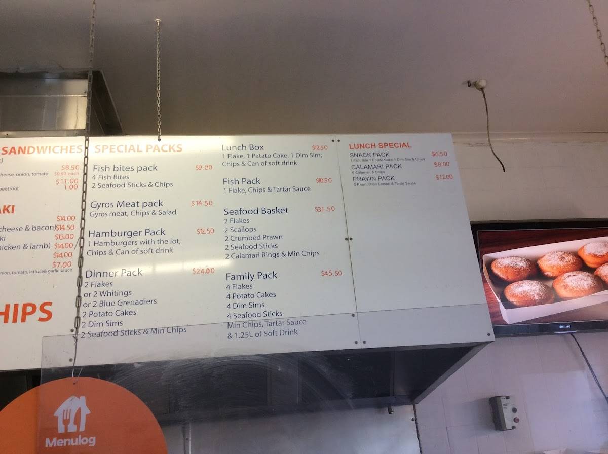 Menu at Jaws Fish & Chips fast food, Ferntree Gully, 2/79 Glenfern Rd