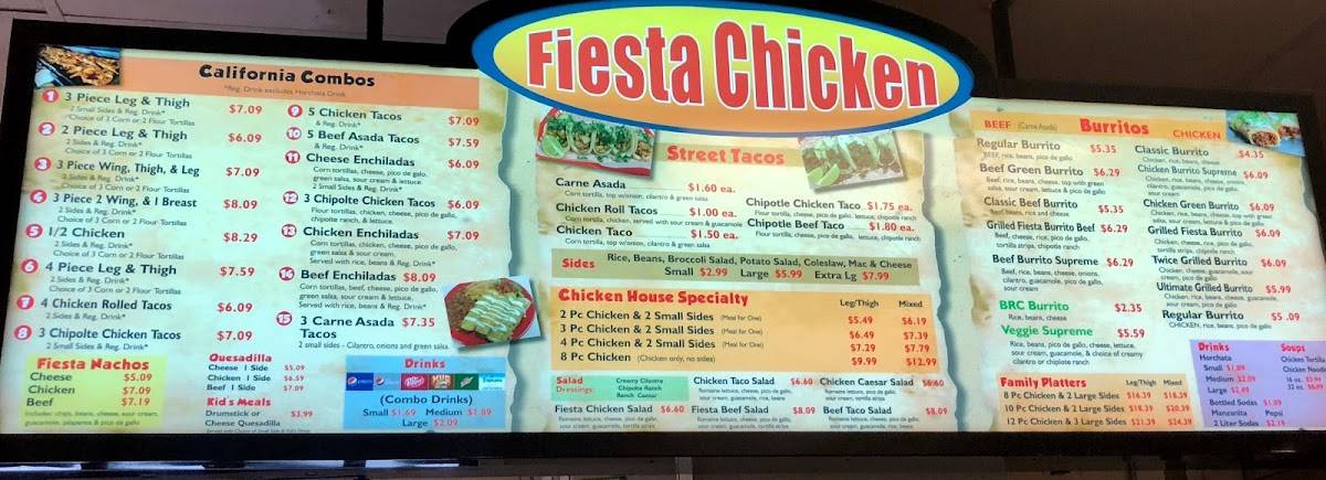 Menu at Fiesta Chicken restaurant, Boise, S Orchard St