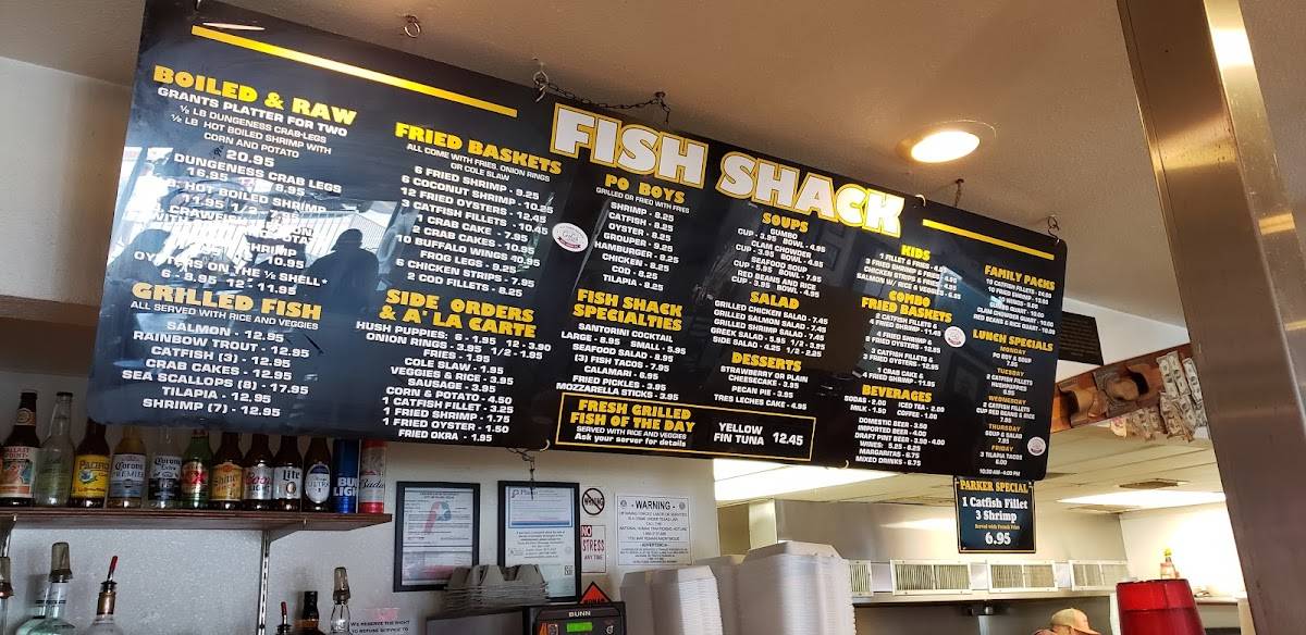 Menu at Fish Shack restaurant, Richardson