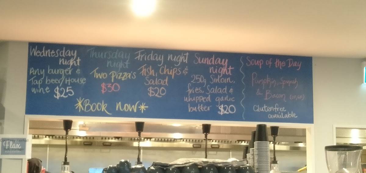 Menu at Flax Bar & Eatery, Christchurch