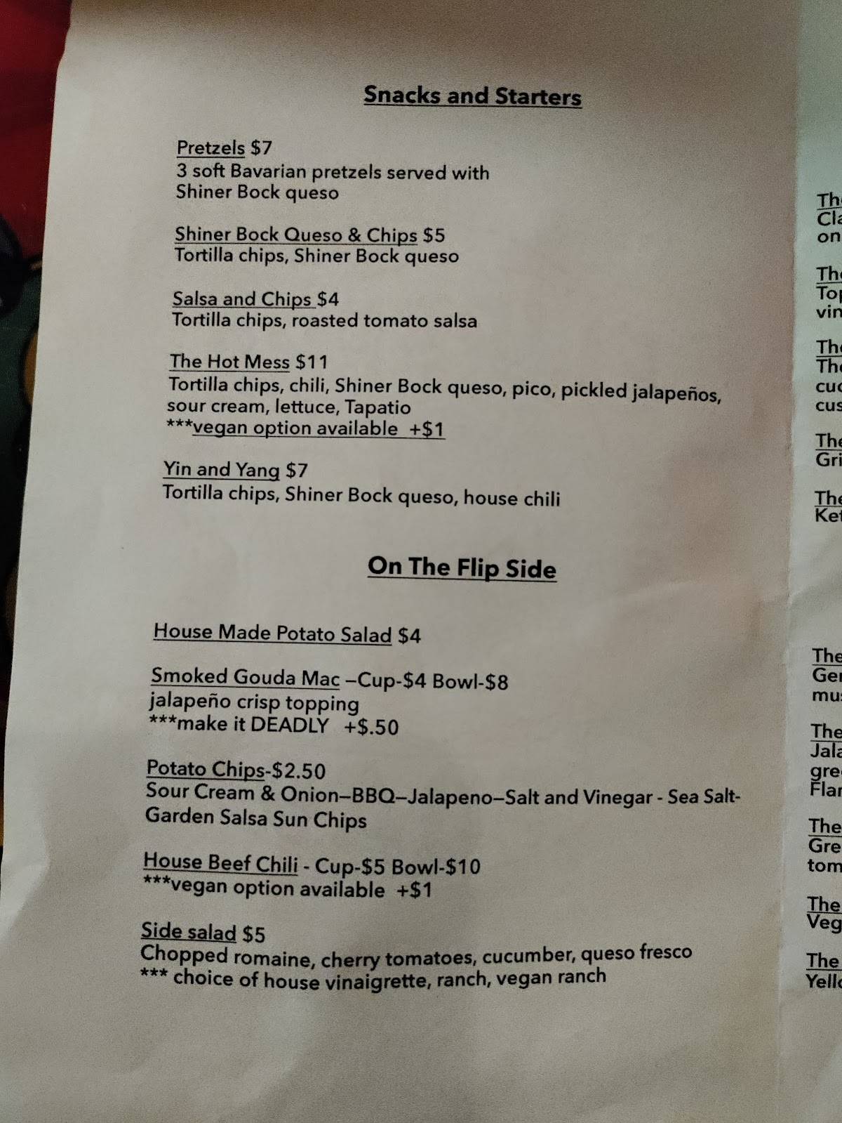 Menu at Flippers Tavern pub & bar, Lubbock