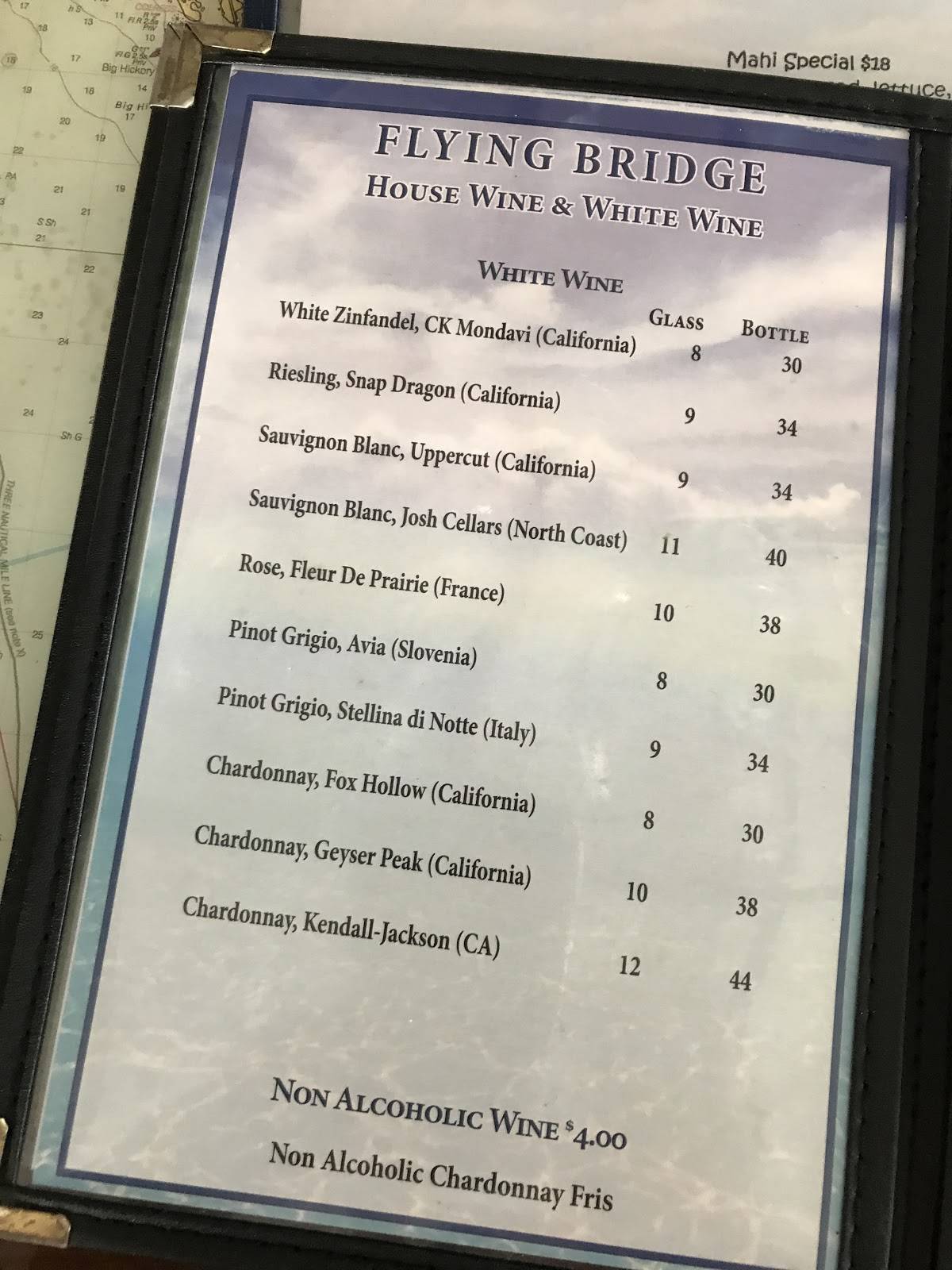 Menu at Flying Bridge Restaurant, Falmouth