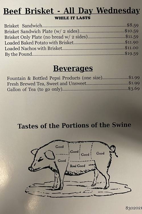Menu at Flying Pig BBQ & Catering, Crossville