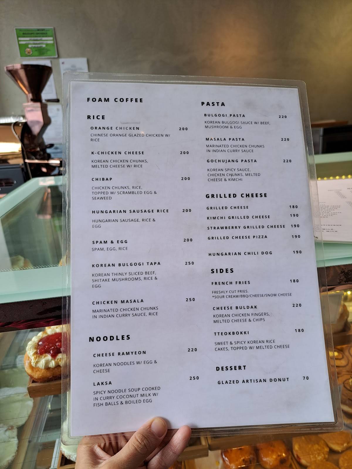 Menu at Foam Coffee - Baguio restaurant, Baguio
