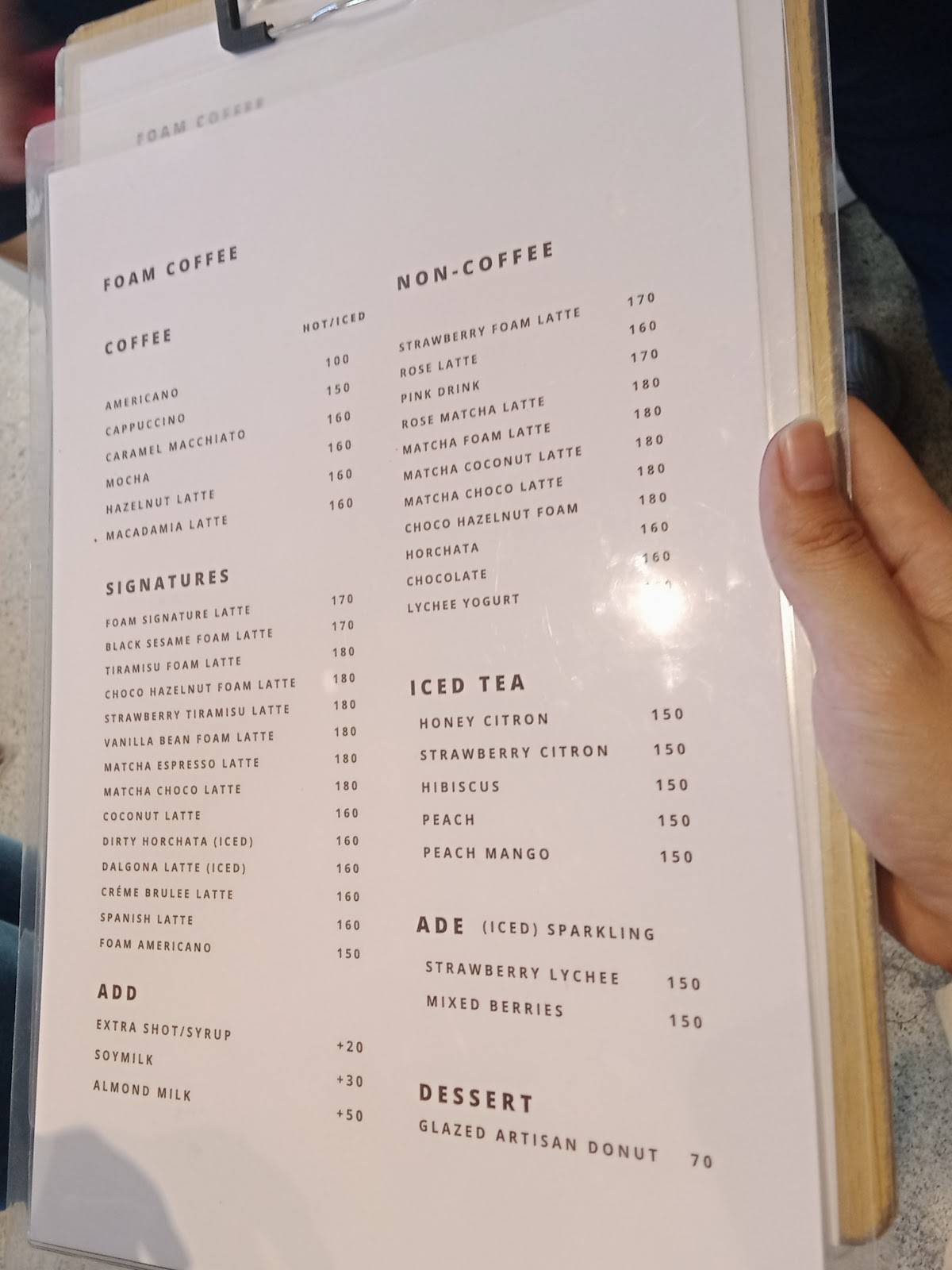 Menu at Foam Coffee - Baguio restaurant, Baguio