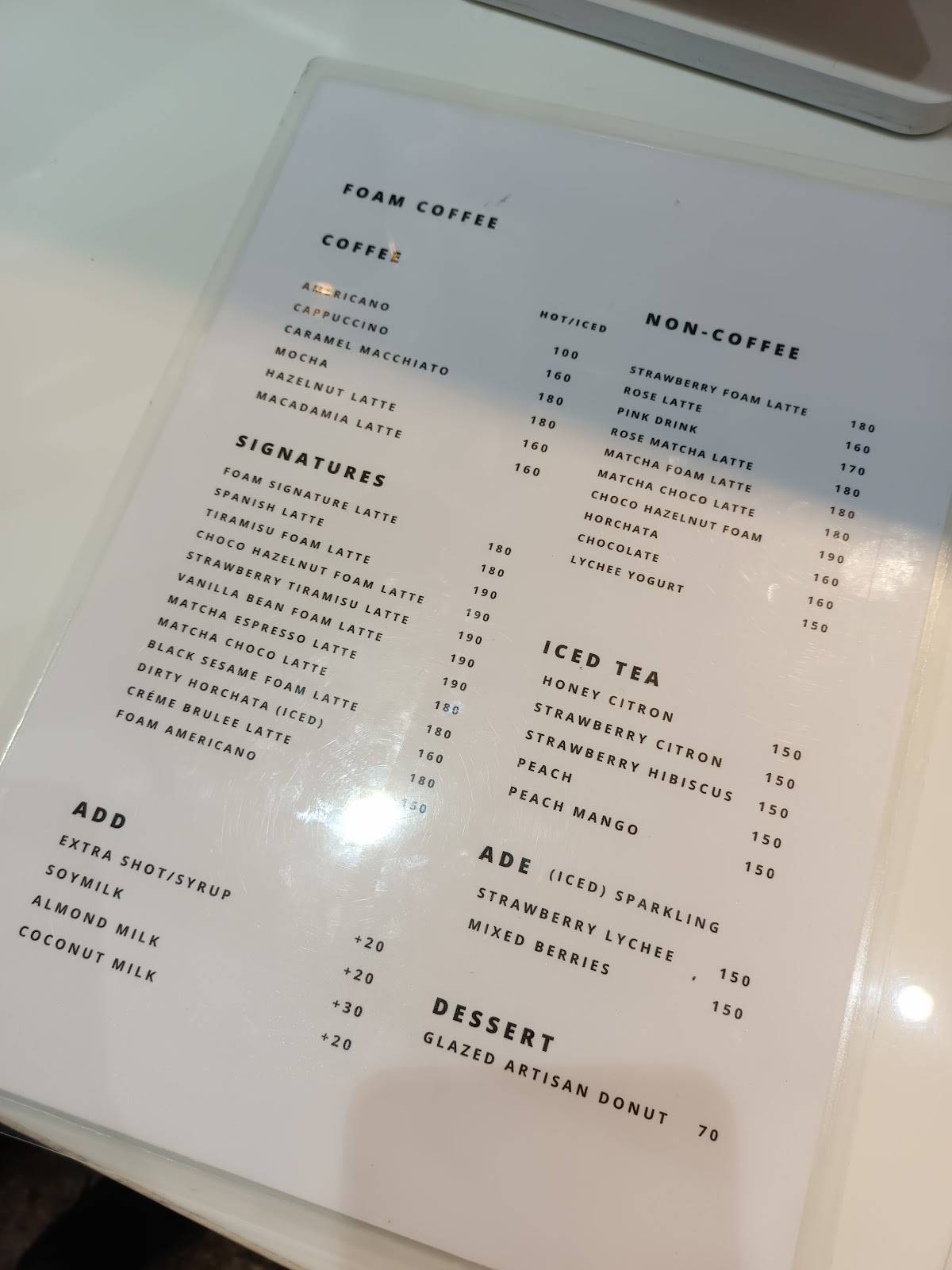 Menu at Foam Coffee - Baguio restaurant, Baguio