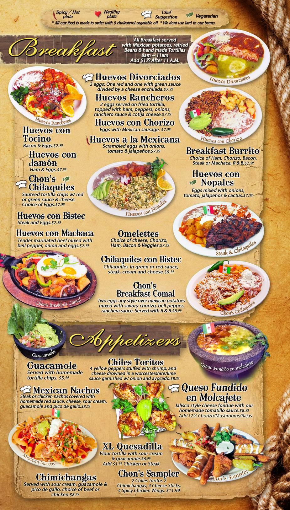 Menu at Fonda Don Chon restaurant, Rancho Cucamonga