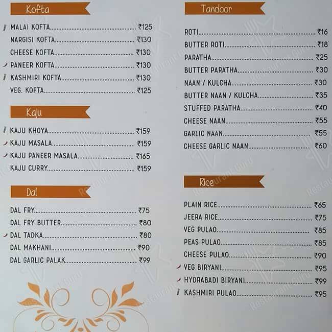 Menu at Foodista Restaurant, Vadodara, Gorrwa Refinery Road