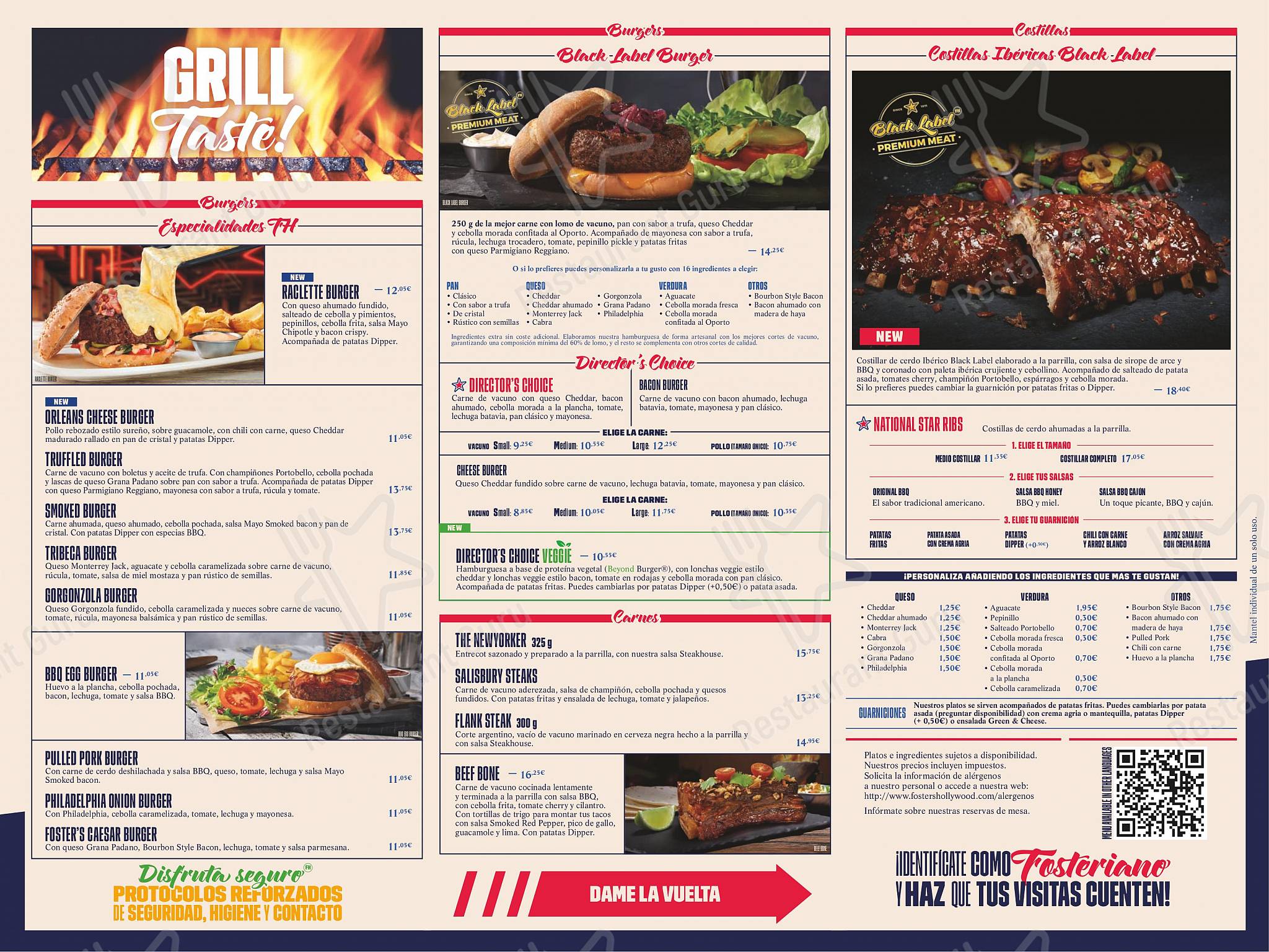 Carta del restaurante Foster's Hollywood, Sevilla, C.C. Viapol Center