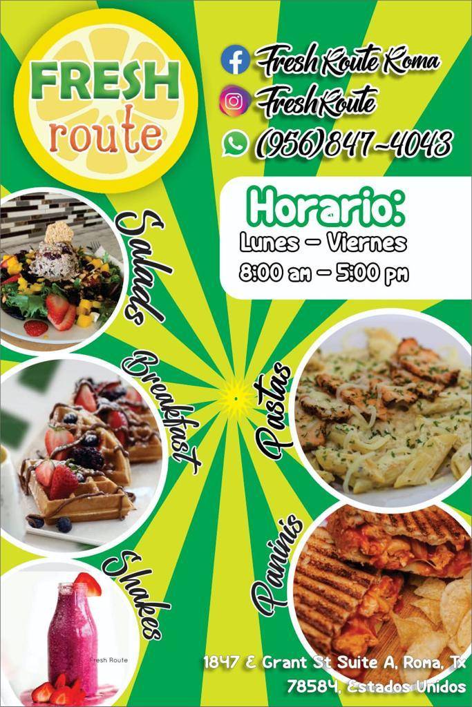 Menu at Fresh Route Roma cafe, Roma, E Grant St Suite A