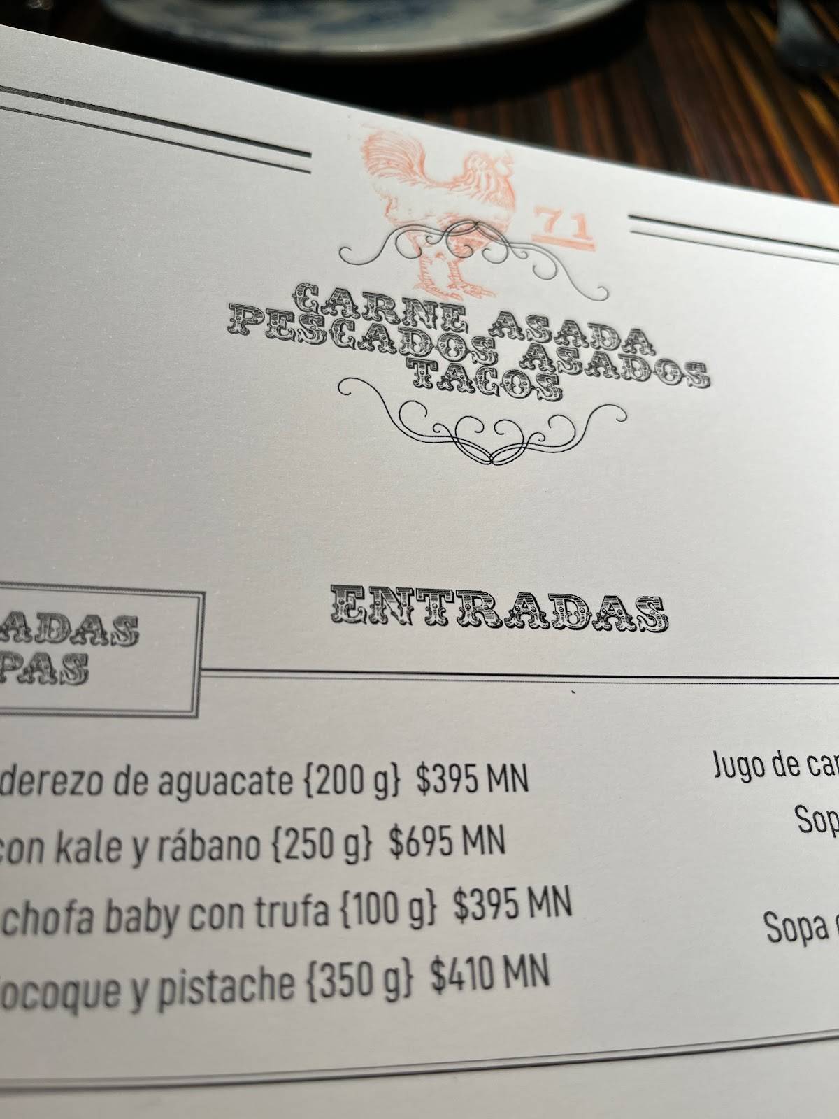 Carta del restaurante Gallo 71, San Pedro Garza García, Av. José ...