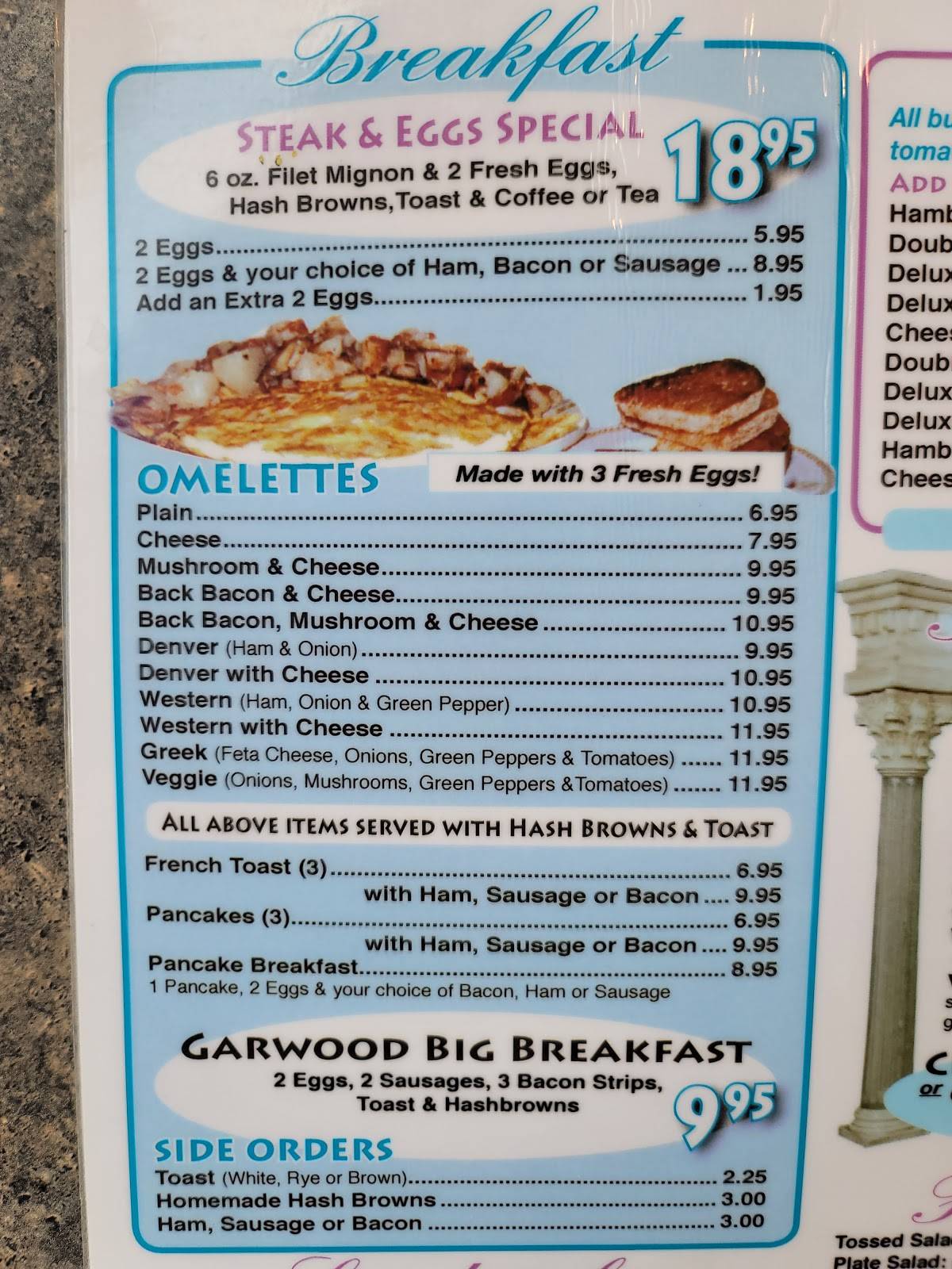 Menu at Garwood Grill pizzeria, Winnipeg