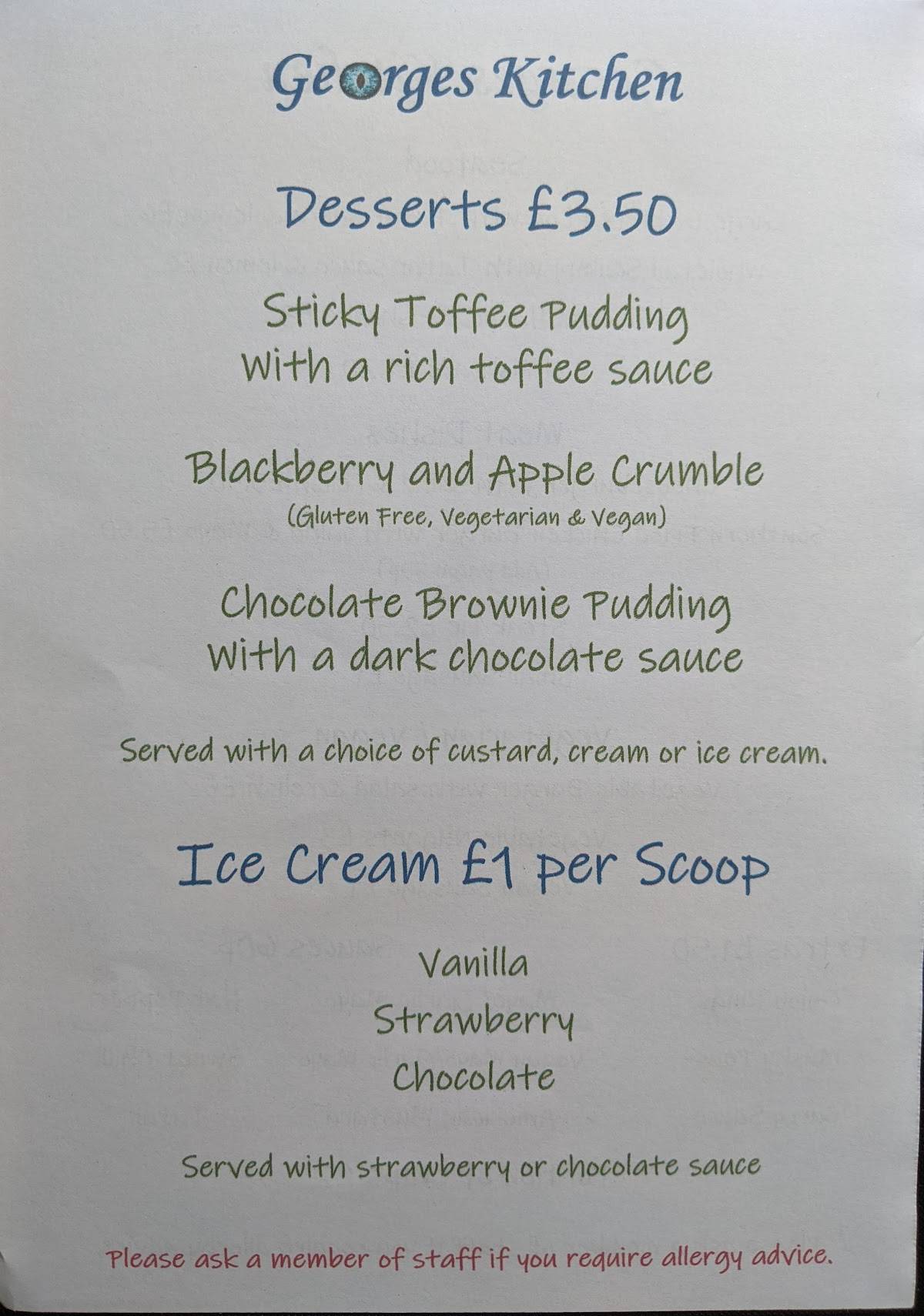 Menu at George & Dragon pub & bar, Bristol, High St