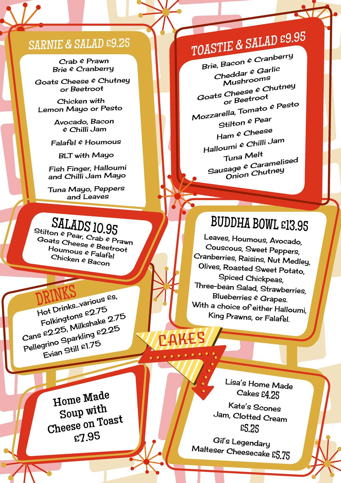 Menu at Gil's cafe, Kidderminster