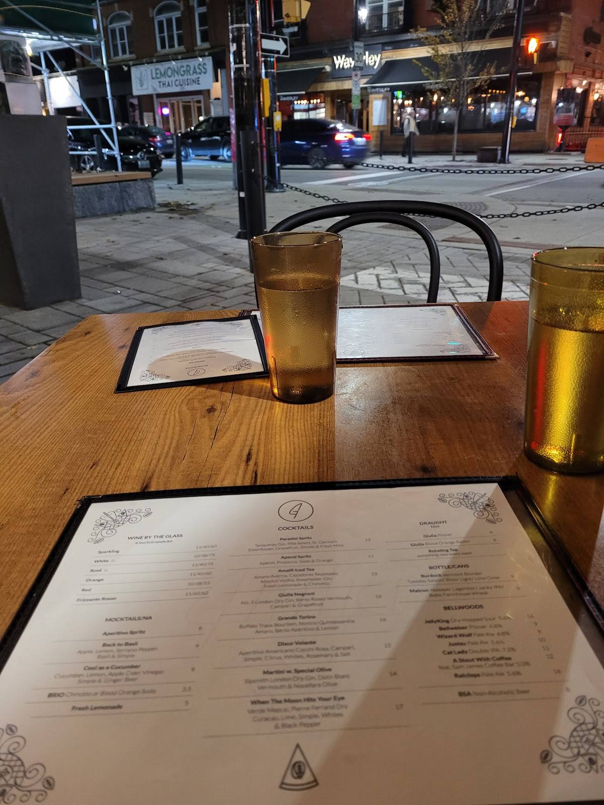 Menu at Giulia pizzeria, Ottawa
