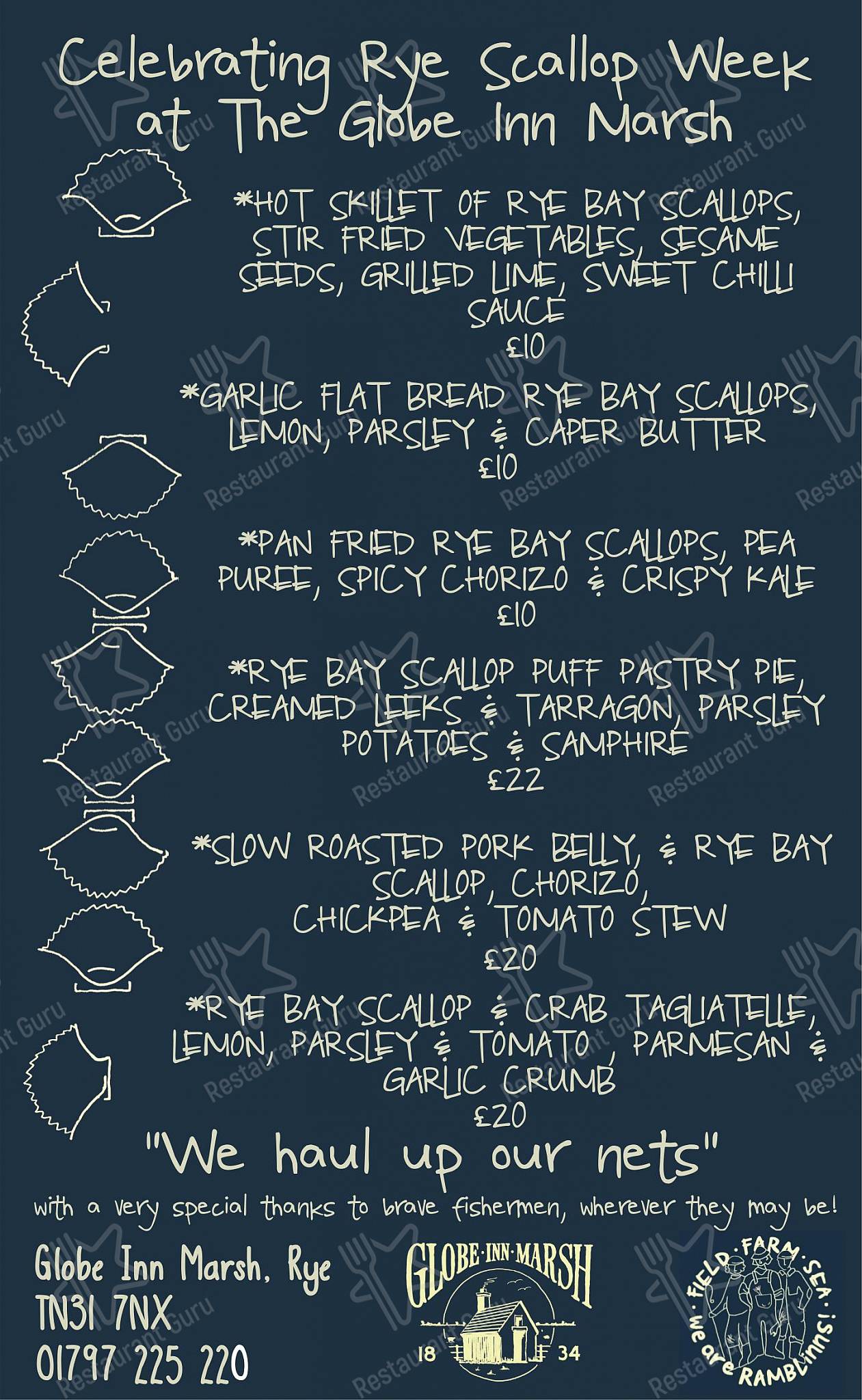 Menu at The Globe Inn Marsh Rye pub & bar, Rye
