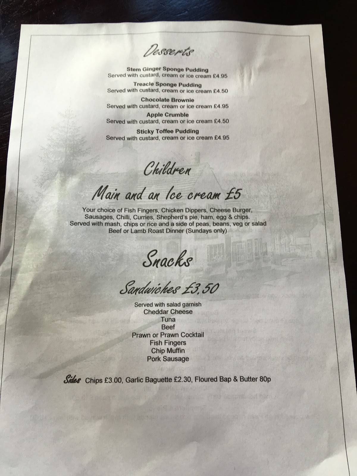 Menu at Bull's Head pub & bar, Glossop