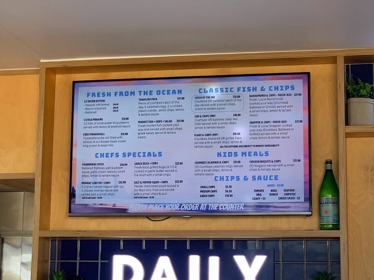 Menu at The Fish Shak restaurant, Gold Coast