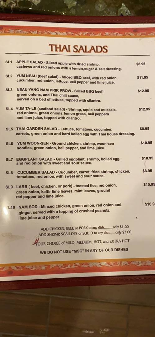 Menu at Golden Buddha Thai Cuisine restaurant, Romeo