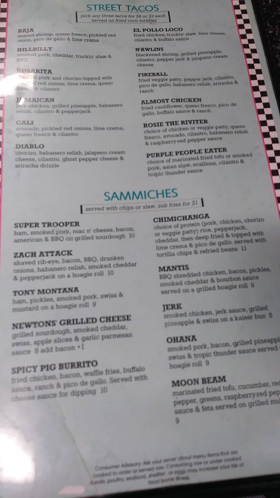 Menu at Good Truckin' Diner restaurant, Lansing