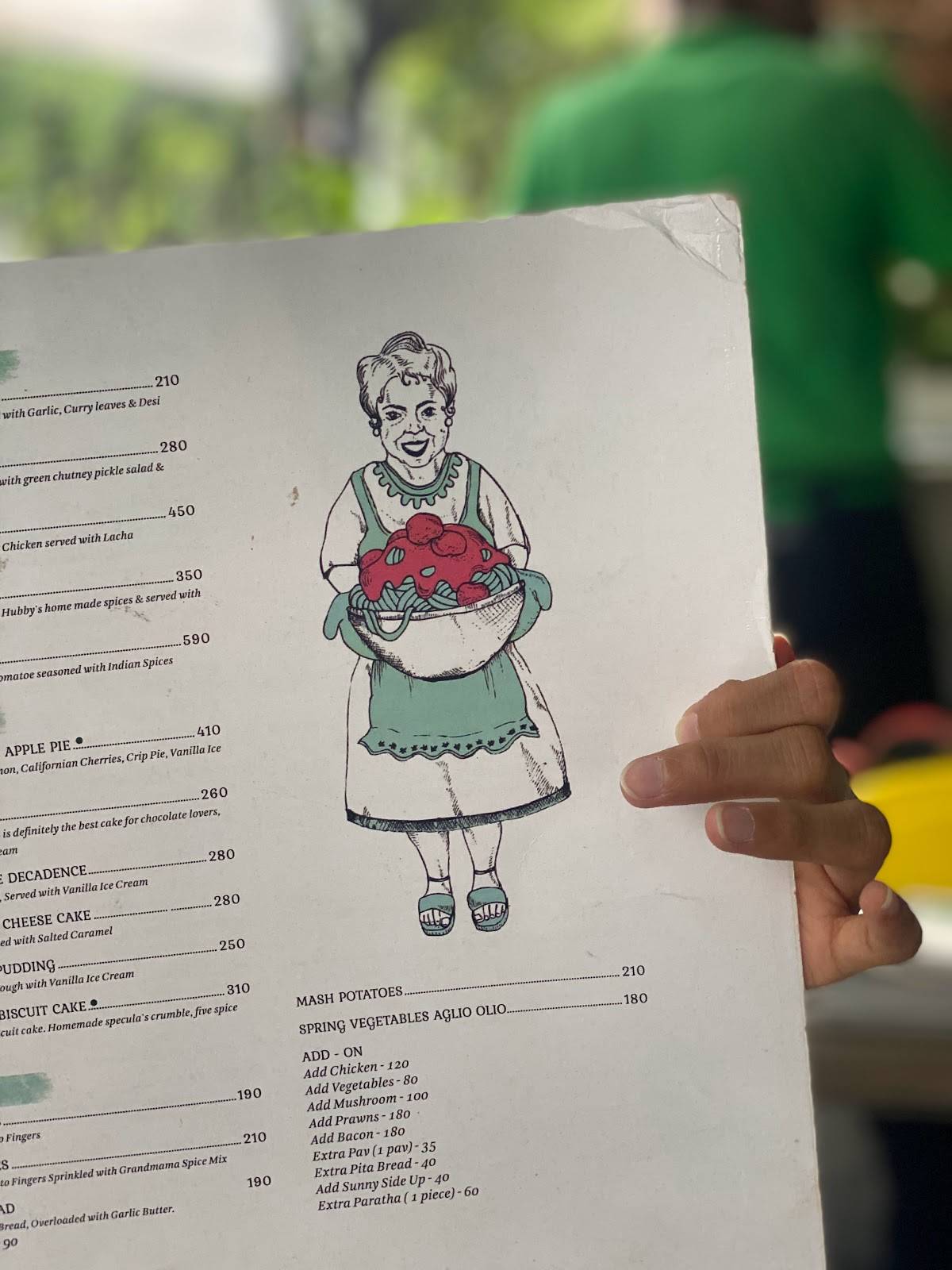 Menu at Grandmama's Cafe, Dadar East, Mumbai, Dharamputra Pritam Estate