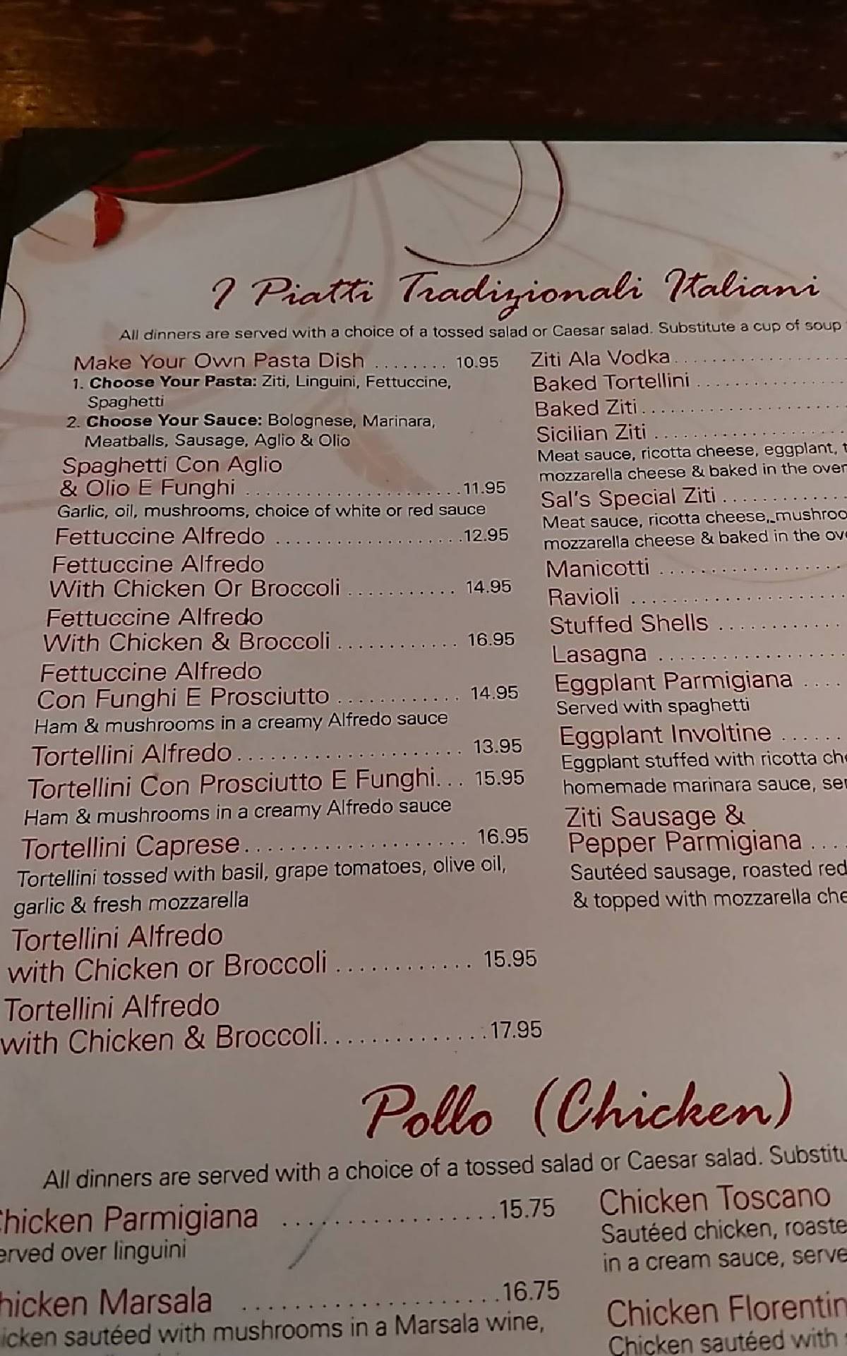 Menu at Fabio's Restaurant, Grantville