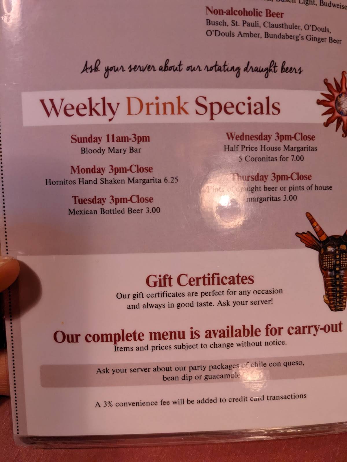 Menu at Los Banditos restaurant, Green Bay, W Mason St