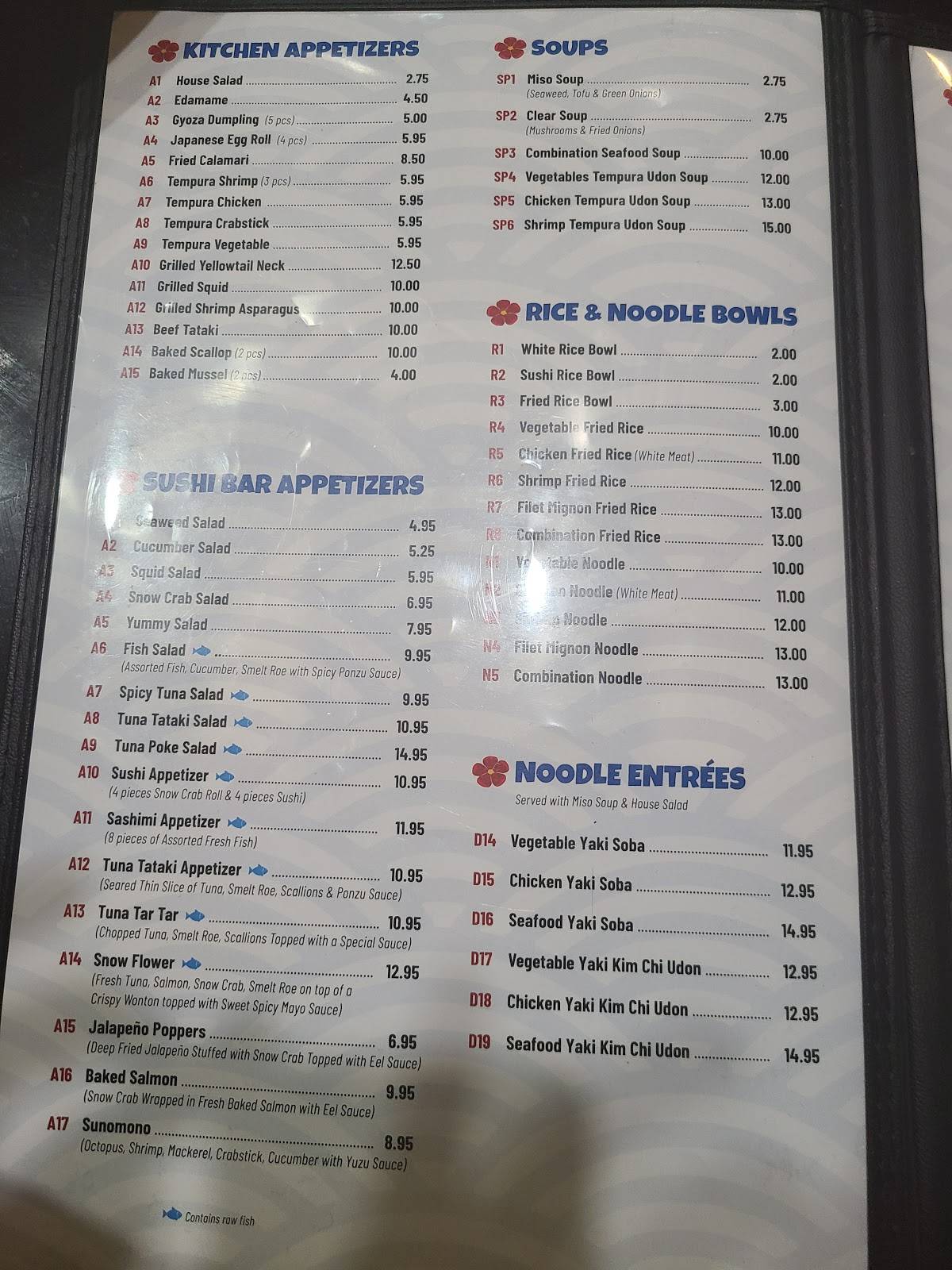 Menu at Fuji Hana Sushi Bar and Hibachi Steakhouse, Gretna