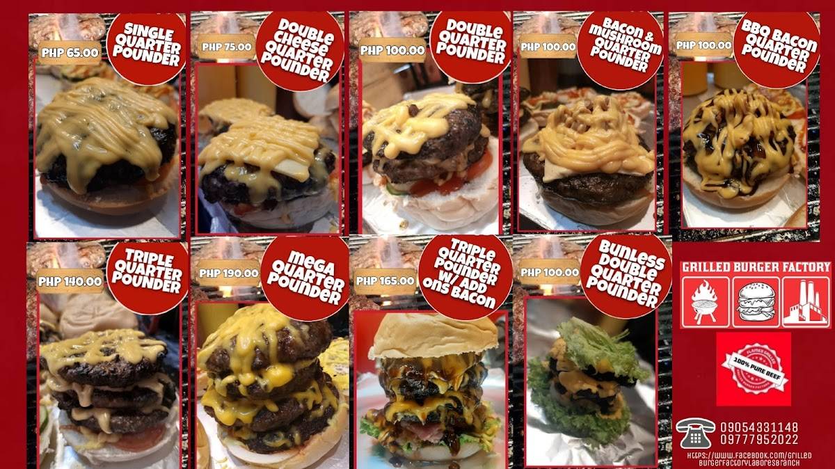 Menu at Grilled Burger Factory Labores restaurant, Manila