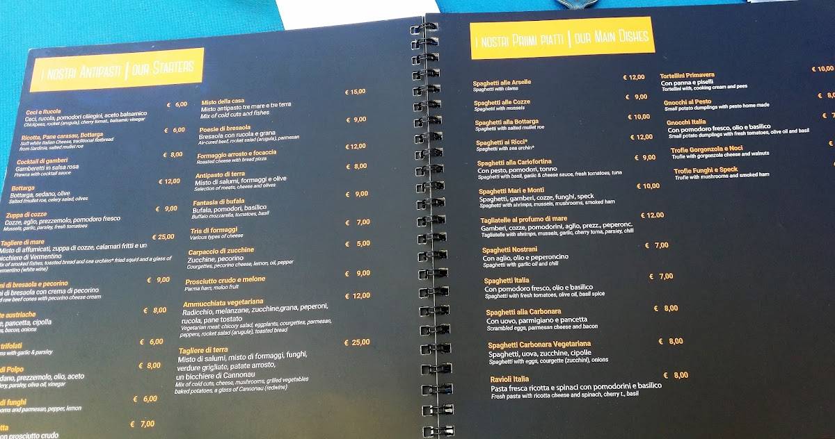 Menu da Grotta Marcello Cagliari steakhouse, Cagliari