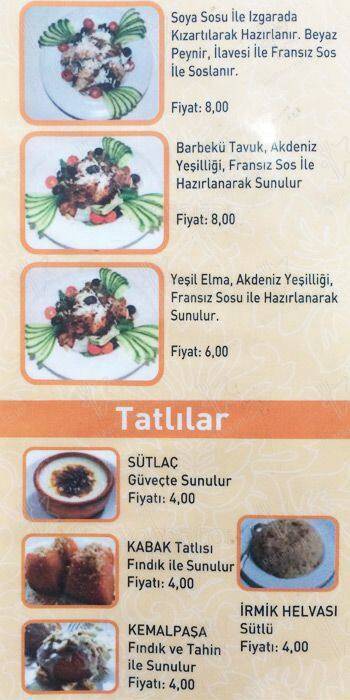 Menu at Güler Izgara Et Lokantasi, Istanbul