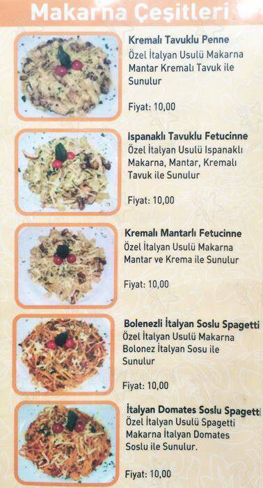 Menu at Güler Izgara Et Lokantasi, Istanbul