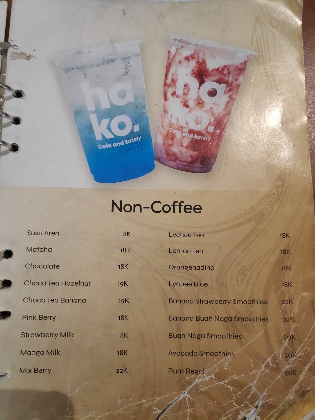 Menu at Hako Cafe & Eatery, Malang